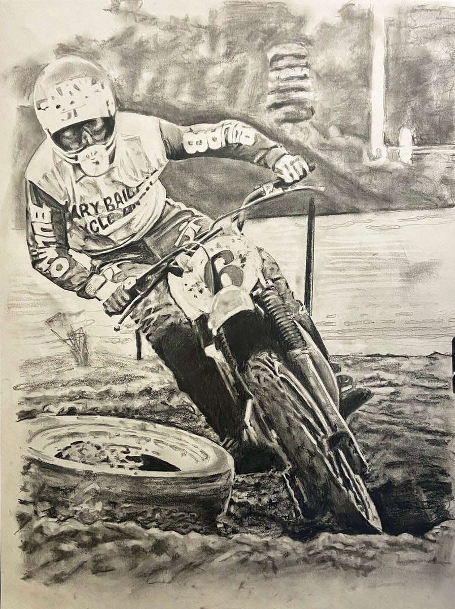 Original Drawing David Bailey #6 Golden Era Motocross Champion ...