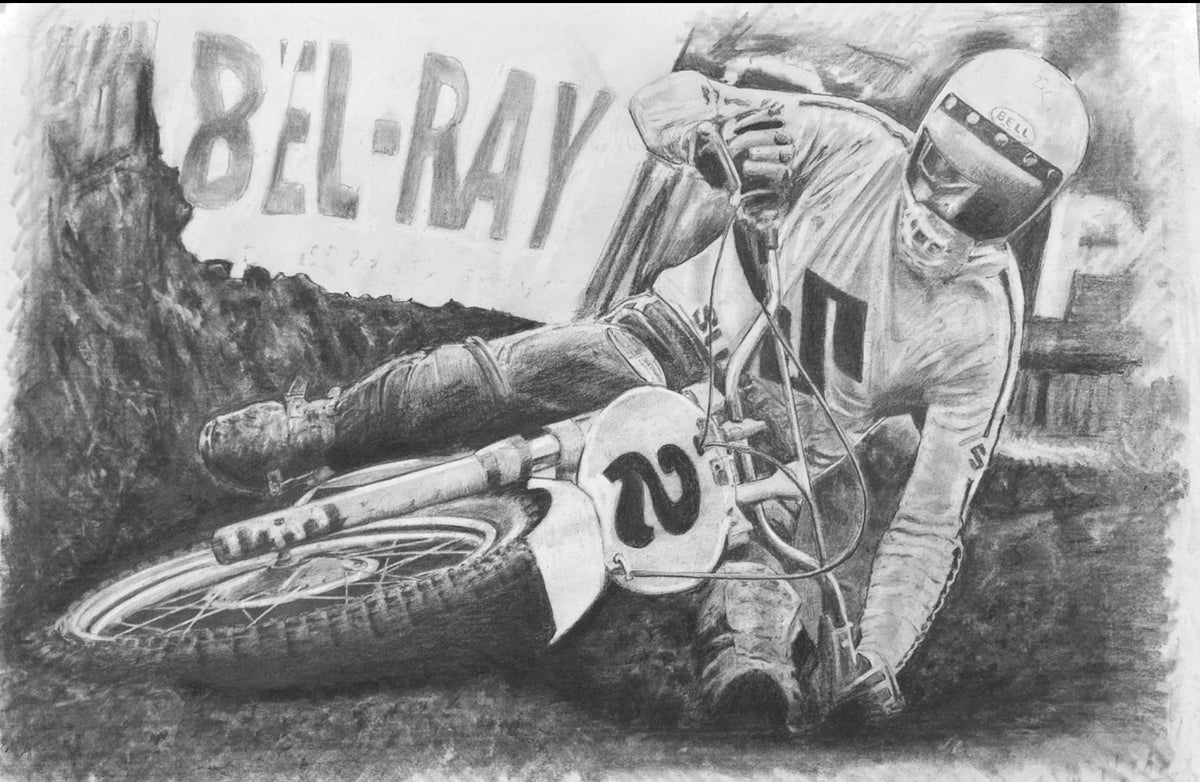 Original Artist Drawing Roger Decoster Carlsbad 1976 USGP Motocross ...