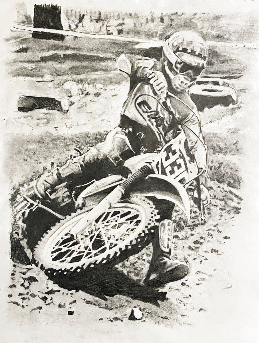 Jeff Ward Original Drawing Motocross Champion Golden Era MX ...