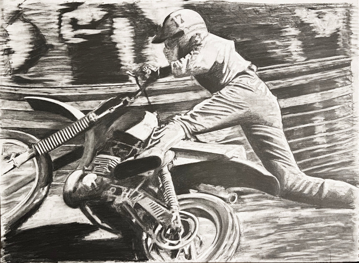 Original Drawing "Jammin" Jimmy Weinert 1976 Unadilla Motocross Park ...