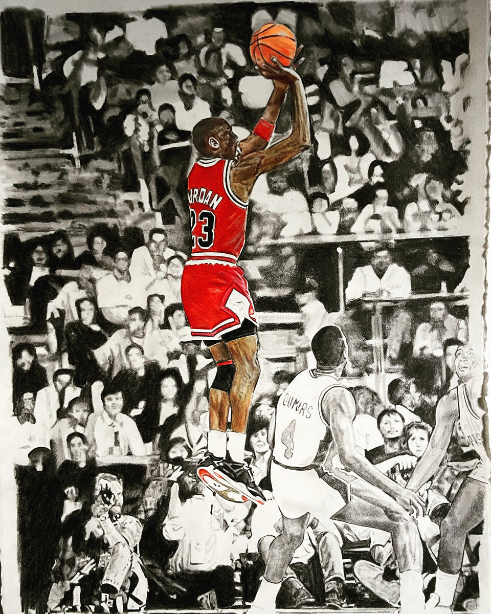 Artist Print Of Drawing Of Michael Jordan Of Chicago Bulls ...